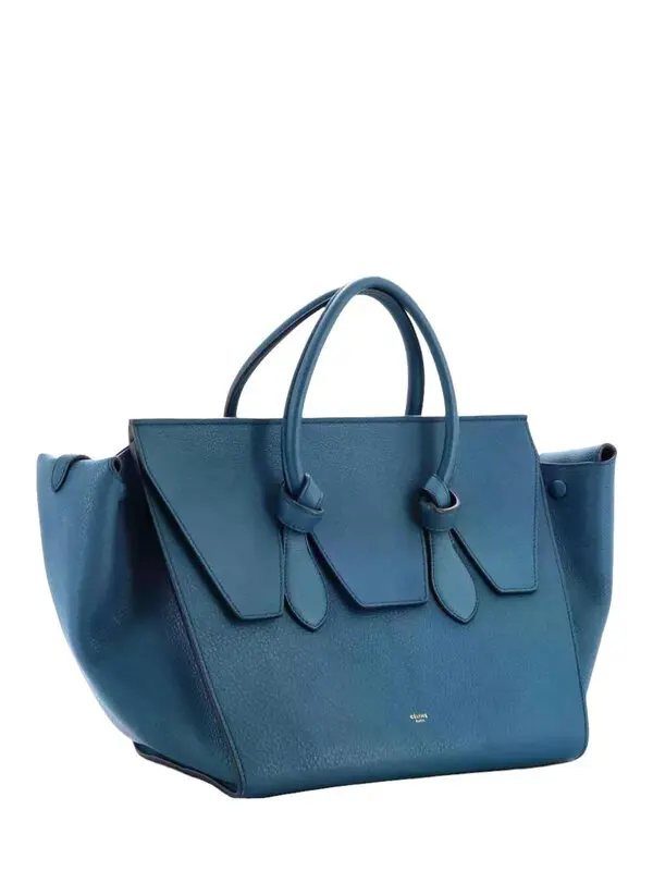 Celine Tie Knot Grainy Leather Small Tote Bag - Blue