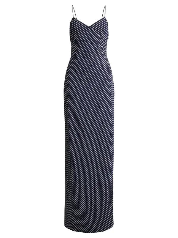Ralph Lauren Wool Stripe Caitlin Maxi Dress - Navy