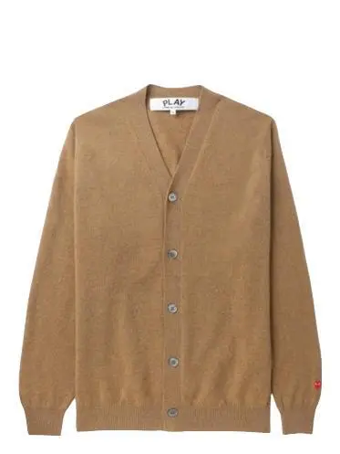 Play Comme Des Garcon Heart Logo Cardigan - Brown