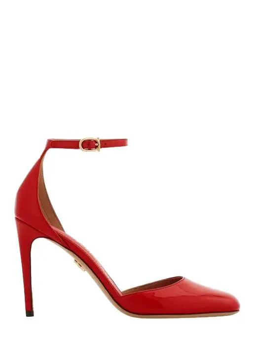 FERRAGAMO Stiletto Gancini Ankle Strap Pumps - Red