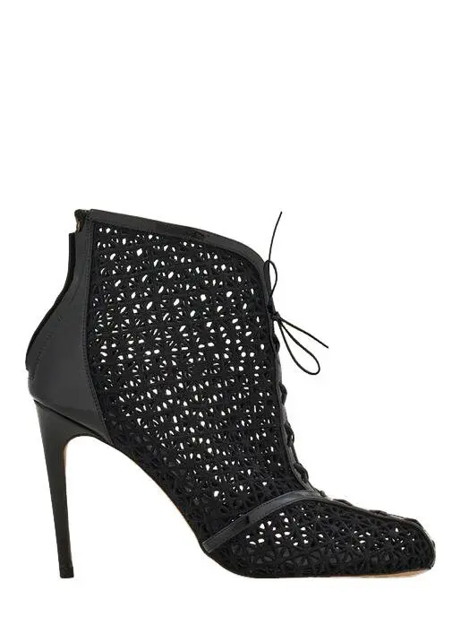 FERRAGAMO Macramé Ankle Boots - Black