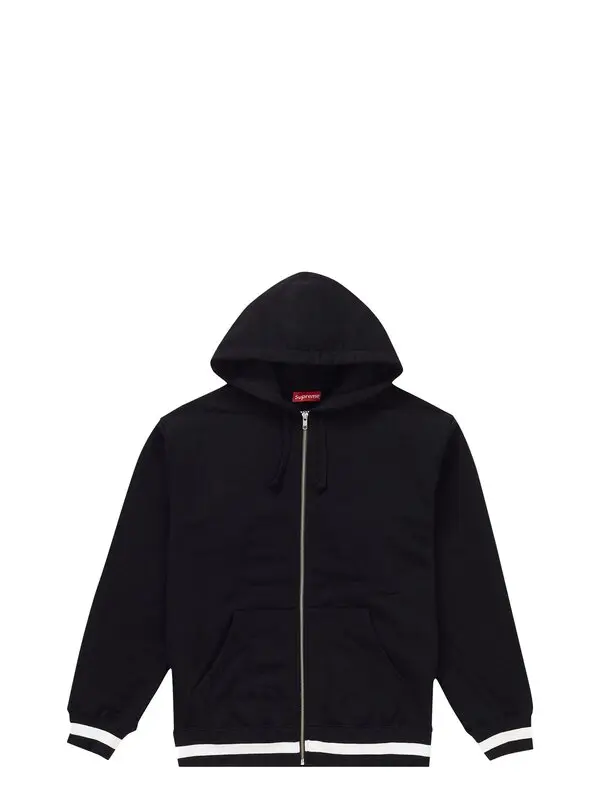 Supreme Old English Stripe Zip Up Hooded Sweatshirt - Black