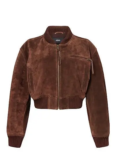 ARMA Elettra Cropped Suede Jacket - Mud Brown