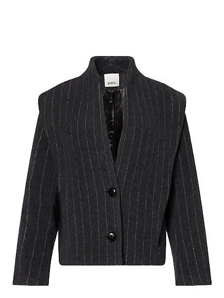 Isabel Marant Dyogo Striped Wool-blend Blazer - Anthracite