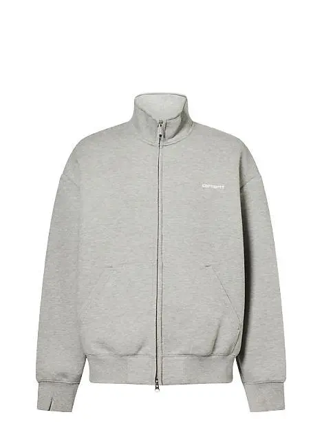 Carhartt Work In Progress Alda Zip-up Funnel-neck Cotton-blend Sweatshirt - Grey Heather / White