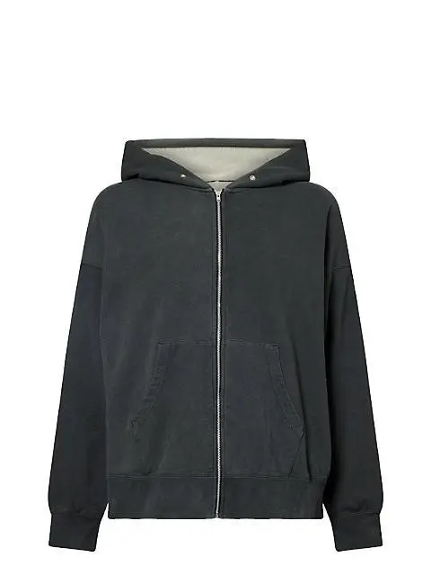 Visvim Jumbo Zip-up Cotton And Wool Hoody - Black