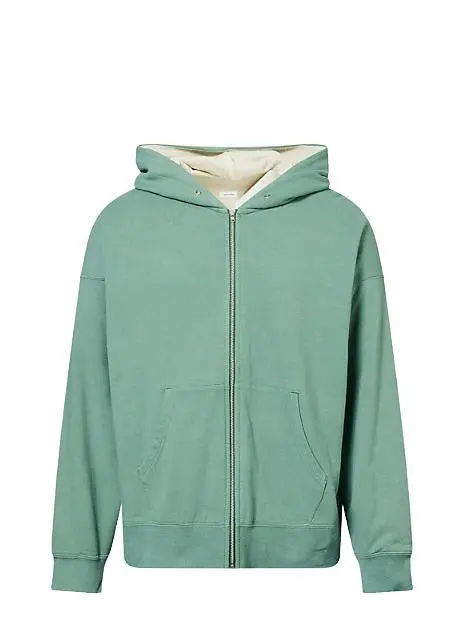 Visvim Jumbo Zip-up Cotton And Wool Hoody - Green