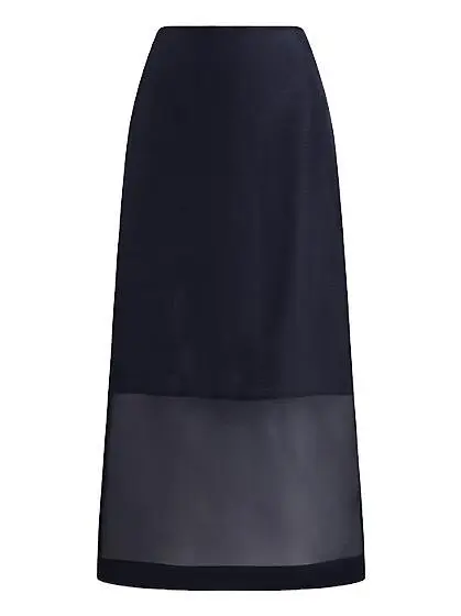 Polo Ralph Lauren Straight-fit High-rise Silk Midi Skirt - Atlantic