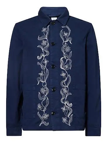 Paul Smith Floral-embroidered Cotton Chore Jacket - Blue