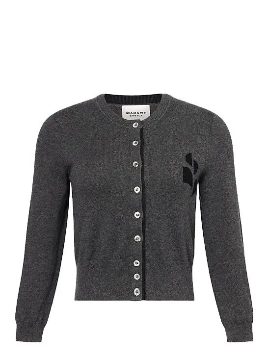 Isabel Marant Iona Cropped Cotton And Wool Cardigan - Anthracite/black