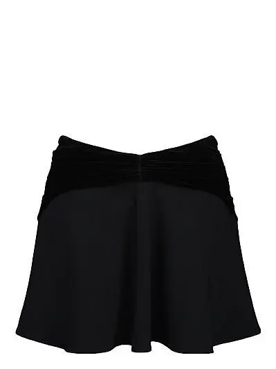 House Of Cb Flounce-detail Georgette And Velvet Mini Skirt - Black