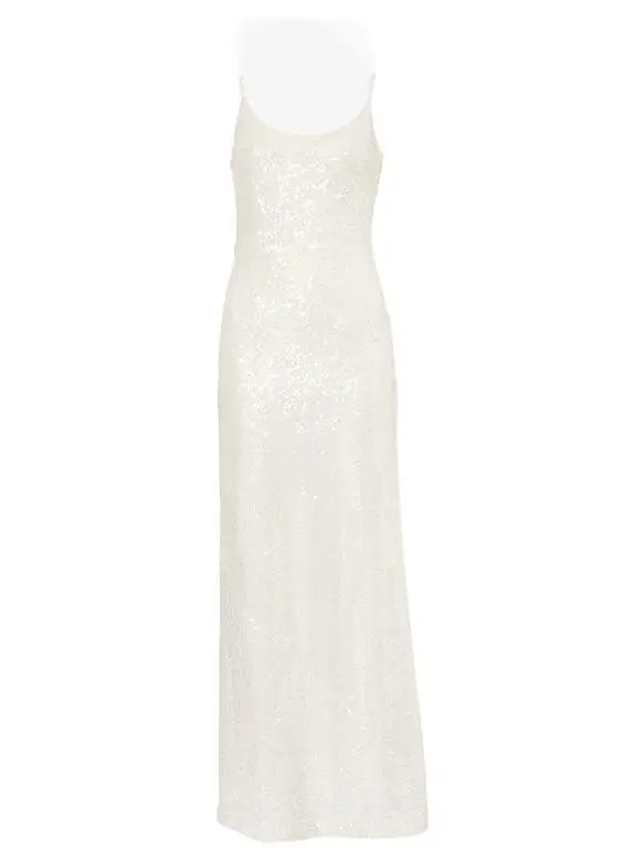 NEEDLE & THREAD Yvonne Sequinned Gown - Cream