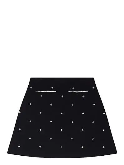 Sandro Rhinestone-embellished Knitted Mini Skirt - Black