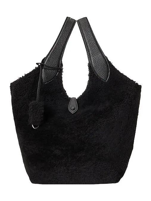 Polo Ralph Lauren Branded Shearling Tote Bag - Black