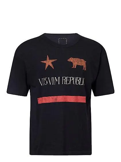 Visvim Jumbo Graphic Print Cotton-blend T-shirt - Navy
