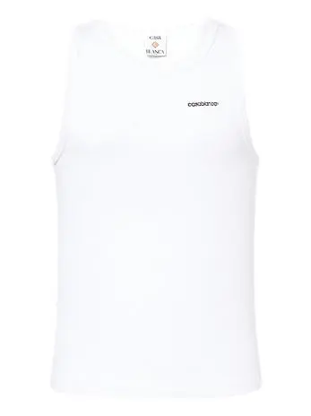 Casablanca Logo-embellished Ribbed Tank Top - White