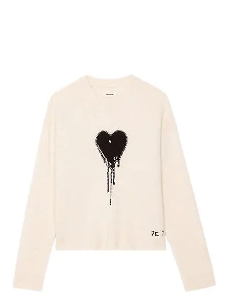 Zadig&Voltaire Heart-intarsia Cashmere Jumper - Eggshell