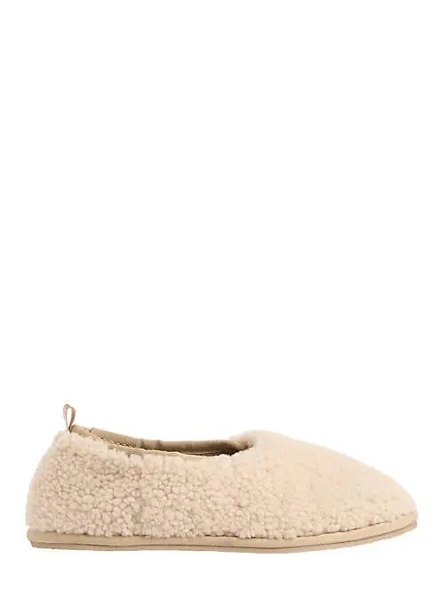 Whistles Shearling Ballet Slippers - Cream