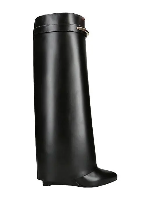 Givenchy Shark 95 Knee-high Leather Boots - Black
