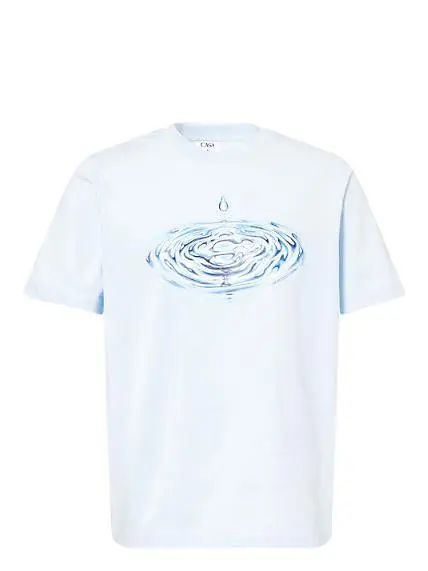 Casablanca Drip Logo Classic Printed Cotton T-shirt - Blue