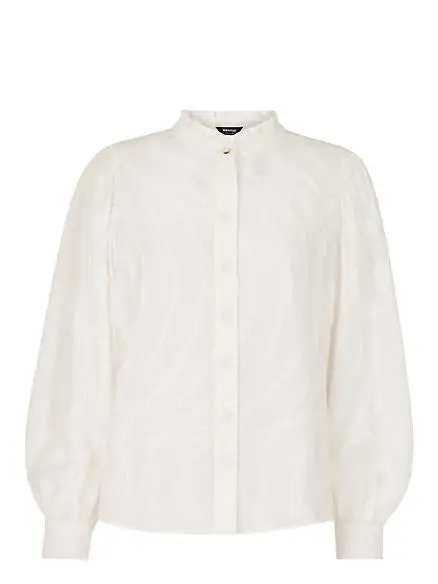 Whistles Animal-textured Stand-collar Woven Shirt - Cream