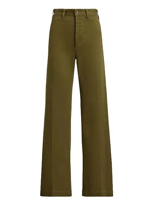 Polo Ralph Lauren High-rise Flared Stretch-cotton Trousers - Olive