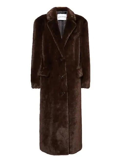 STAND STUDIO Emmie Notch-lapels Faux-fur Coat - Brown