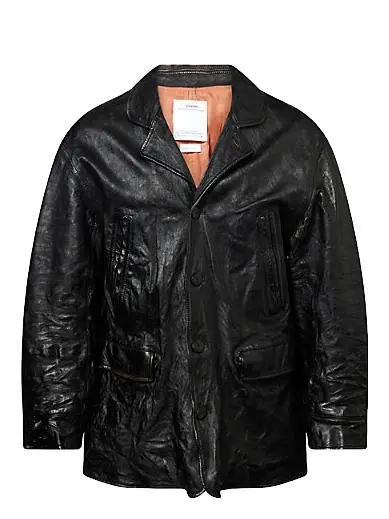 Visvim Hudson Longline Leather Coat - Black