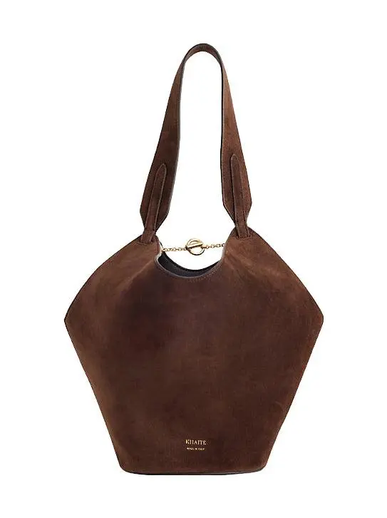 Khaite Lotus Mini Leather Tote Bag - Dark Brown