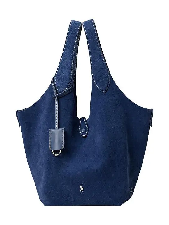 Polo Ralph Lauren Branded Suede Tote Bag - Dark Jean