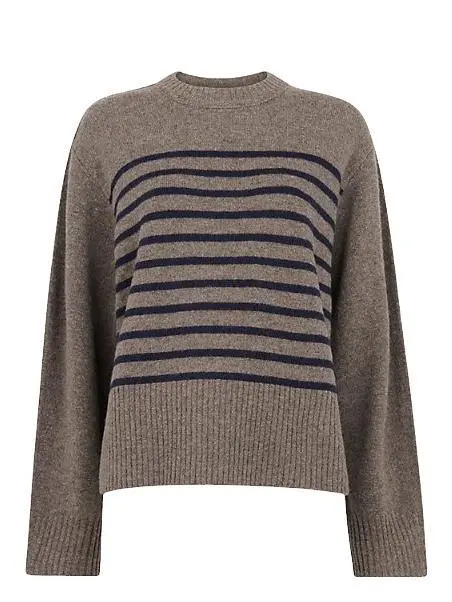 Whistles Striped Wool Jumper - Cream