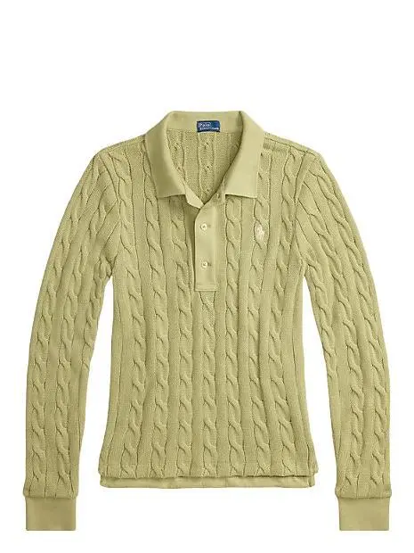 Polo Ralph Lauren Brand-embroidered Cable-knit Cotton Jumper - Light Olive