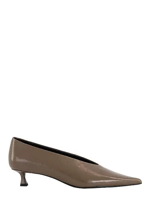TONY BIANCO Patent Leather Kitten Heel Pumps - Taupe Brown