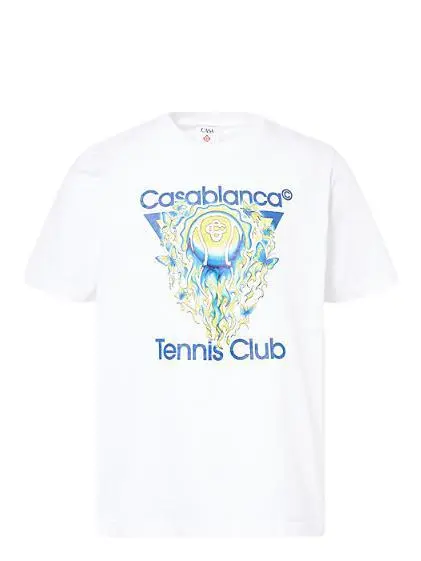 Casablanca Tennis Club Icon Printed Cotton T-shirt - White
