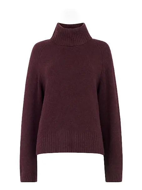Whistles Relaxed-fit Roll-neck Knitted Jumper - Plum/claret