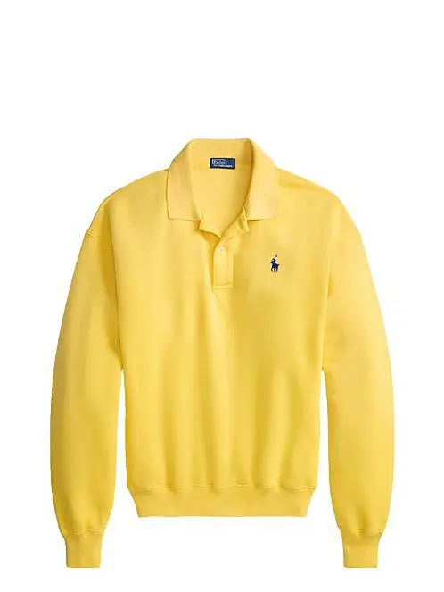 Polo Ralph Lauren Brand-embroidered Polo-collar Cotton-blend Sweatshirt - Collegiate Yellow
