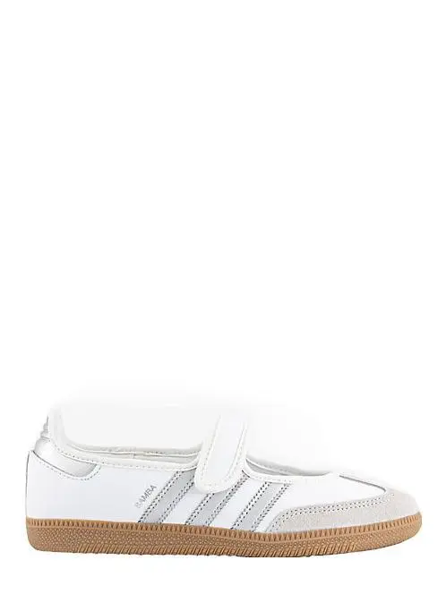 Adidas Samba Leather Mary Jane Shoes - White Silver Metallic Gu