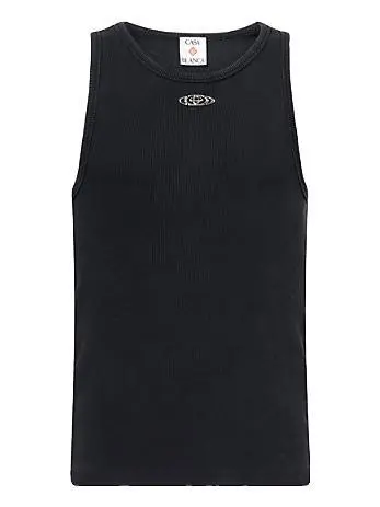 Casablanca Logo-embellished Ribbed Tank Top - Black