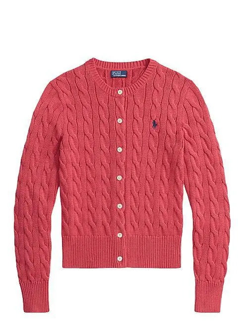 Polo Ralph Lauren Logo-embroidered Cable-knit Cotton Cardigan - Nantucket Red