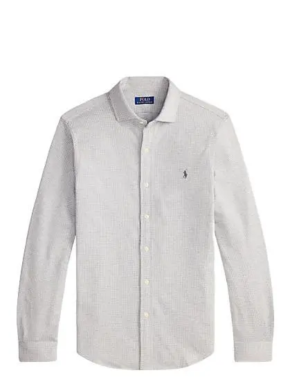 Polo Ralph Lauren Houndstooth Logo-embroidered Cotton-jersey Shirt - Cream