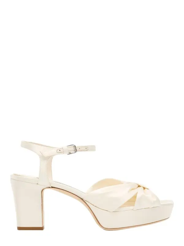 JIMMY CHOO 80mm Heloise Satin Platform Sandals - Ivory