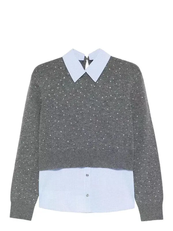 Maje Crystal-embellished Layered Sweater - Grey