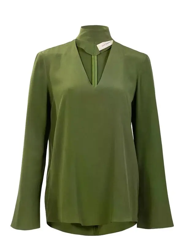 Silvia Tcherassi Kelsey Funnel-neck Blouse - Green