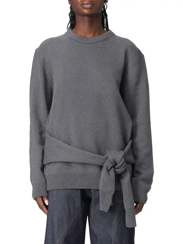 JW Anderson Knit Sweater With Tie Detail - Grey