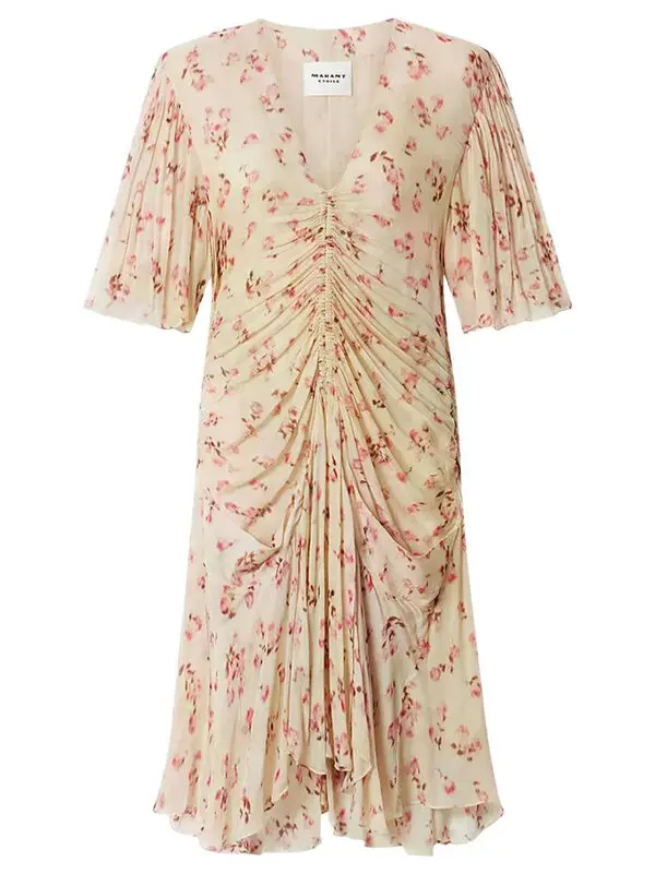 MARANT ETOILE Vivienne Floral-pattern Midi Dress - Neutrals
