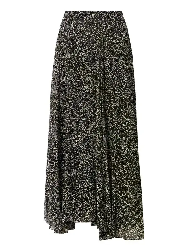 MARANT ETOILE Lycia Floral-print Midi Skirt - Black