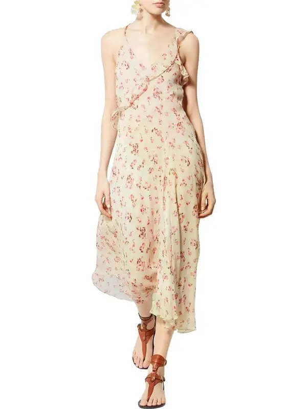 MARANT ETOILE Long Printed Muslin Dress - Neutrals