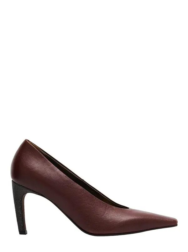 Brunello Cucinelli Leather Curved-heel Pumps - Burgundy