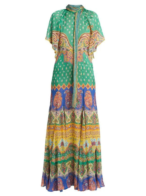 Etro Paisley Maxi Dress - Green Prin