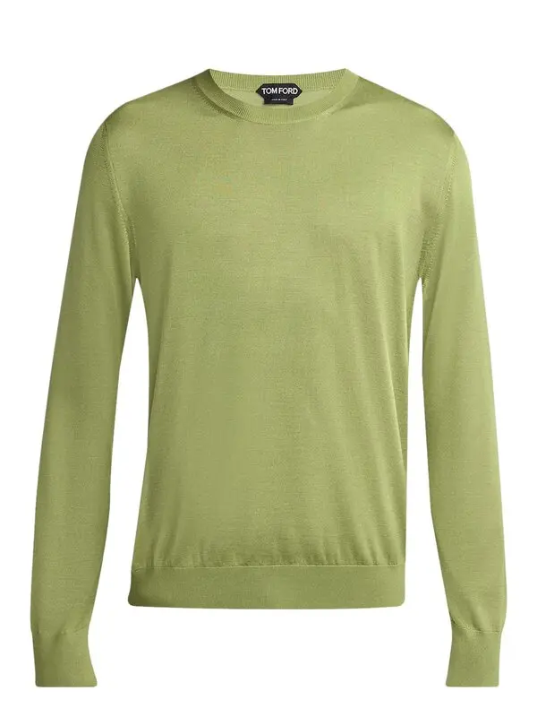 TOM FORD Silk Knit Crewneck Sweater - Leaf Green